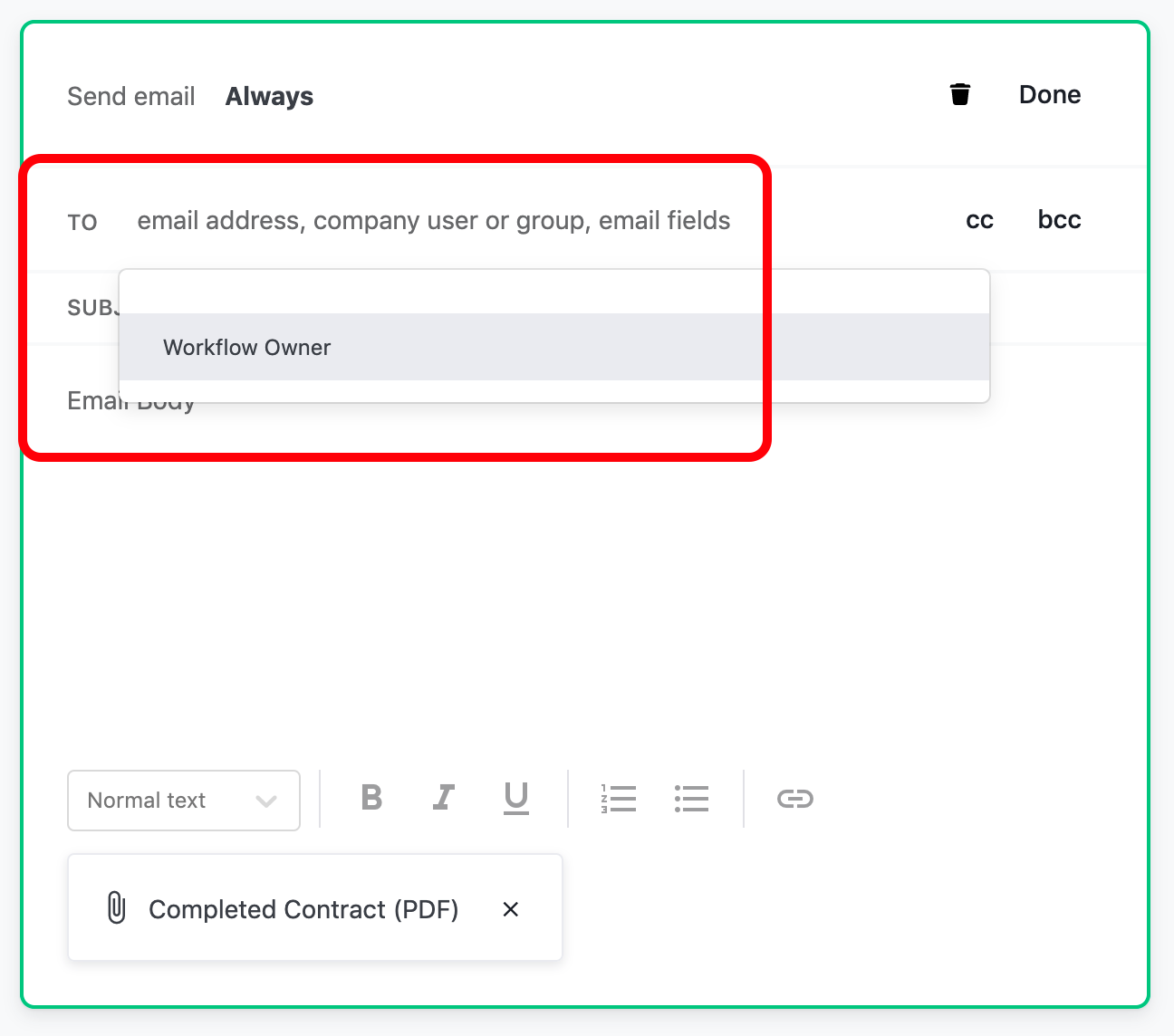 Custom Email Configuration on Workflow Designer – Ironclad