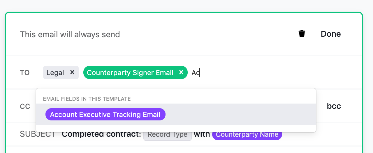 Custom Email Configuration on Workflow Designer – Ironclad