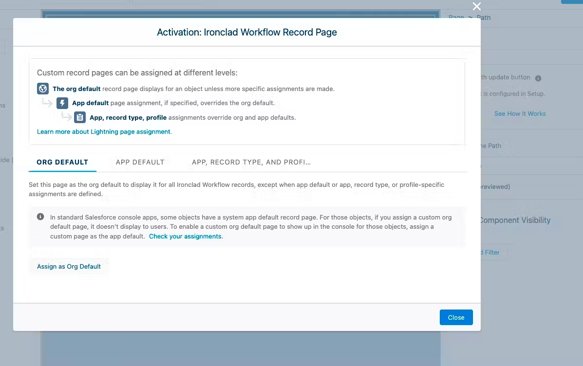 Configure Workflow Status Path Component Ironclad