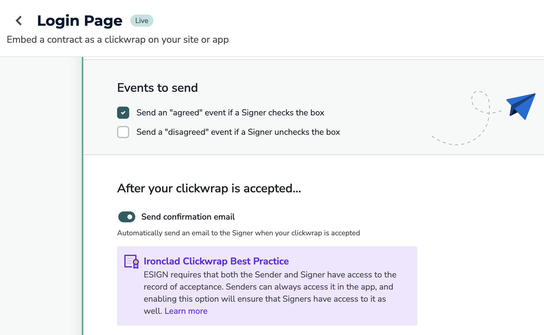Clickwrap Acceptance Confirmation Email – Ironclad