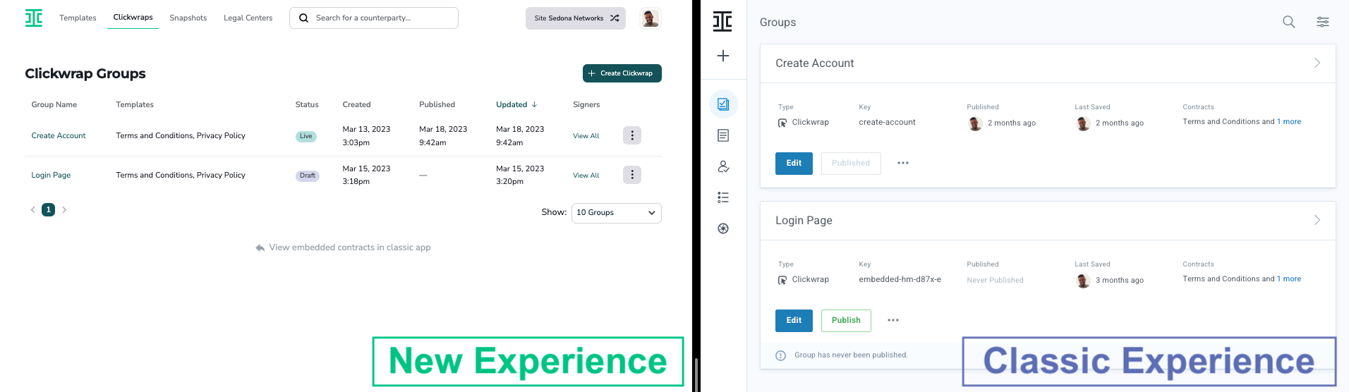 Clickwrap New and Classic Experiences – Ironclad