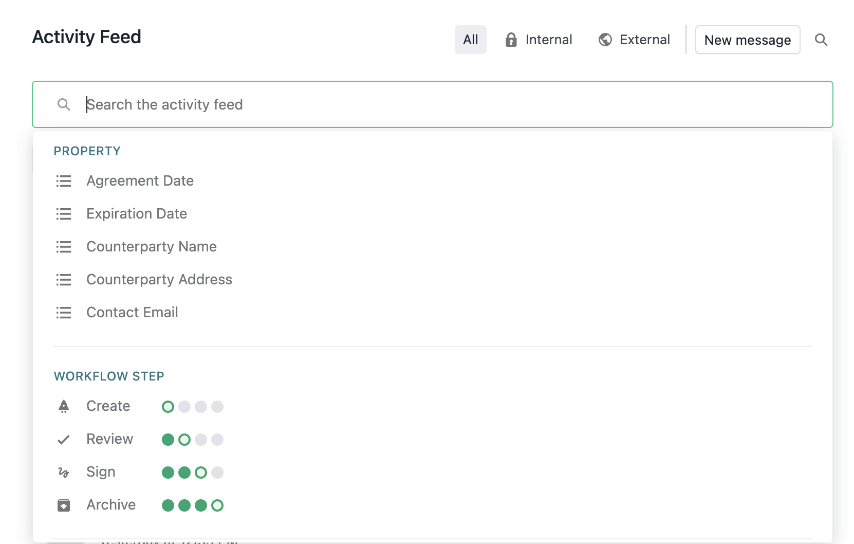 Activity Feed Search and Filters – Ironclad