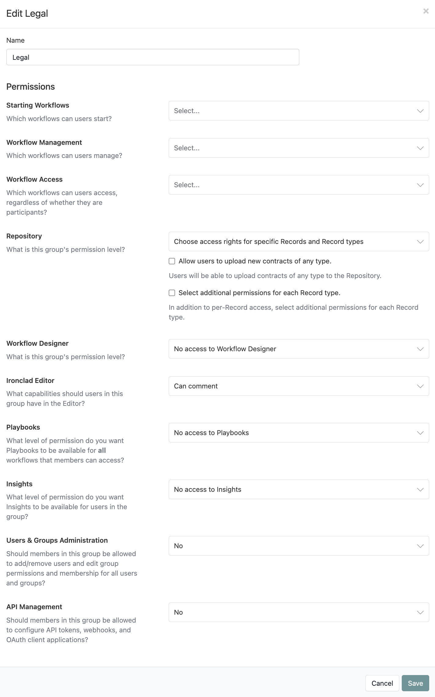 Group Permissions Overview Ironclad