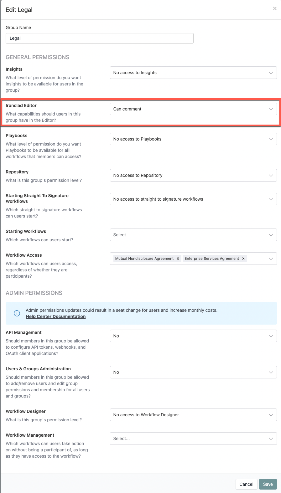 Manage Ironclad Editor Permissions – Ironclad