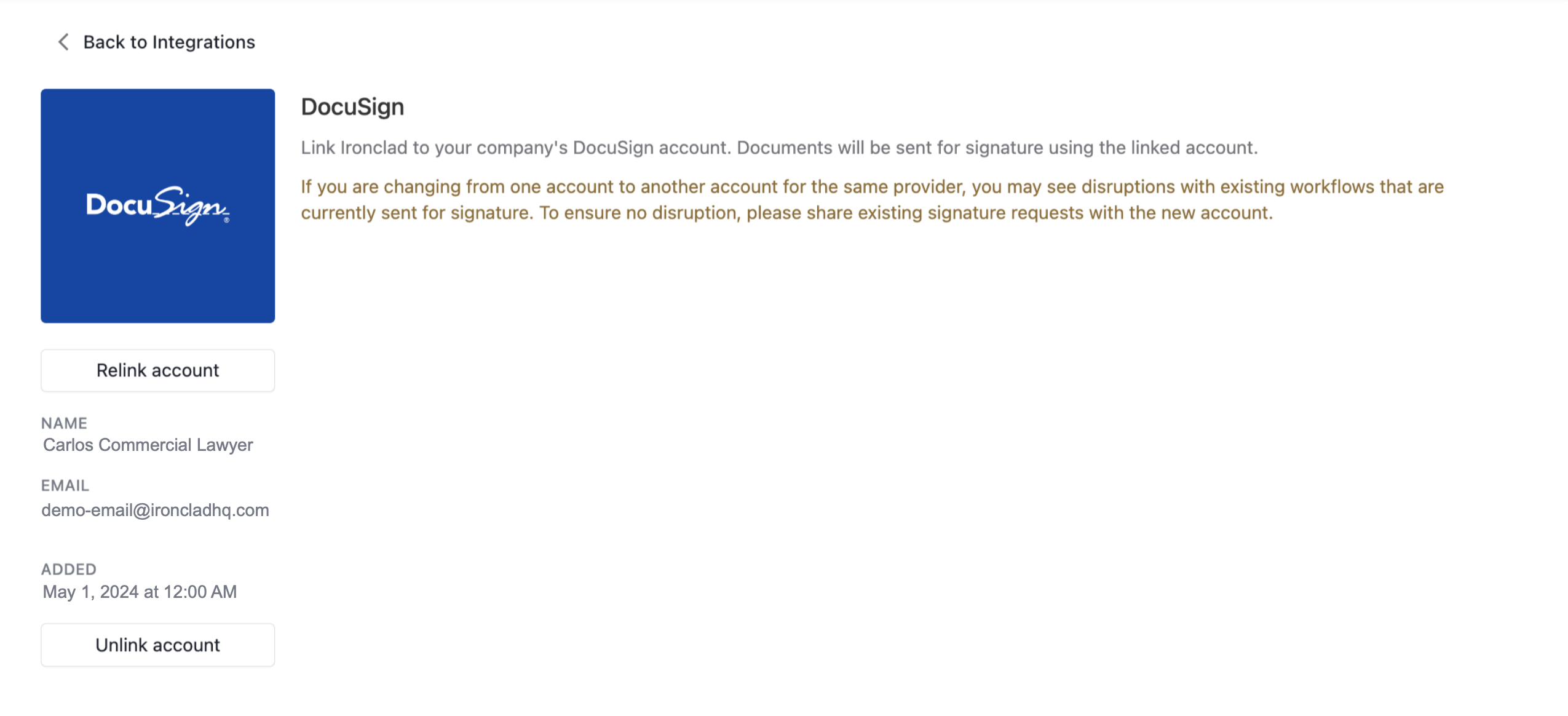Use eSignature Integrations – Ironclad