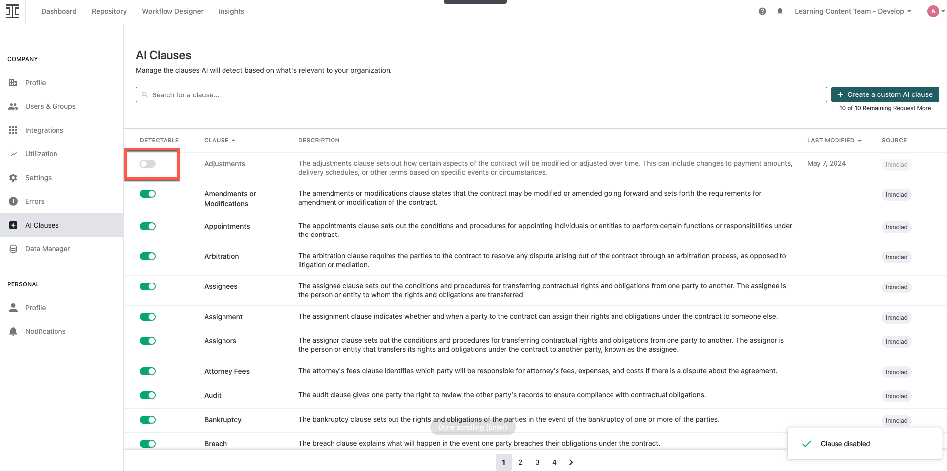 AI Clauses Overview – Ironclad