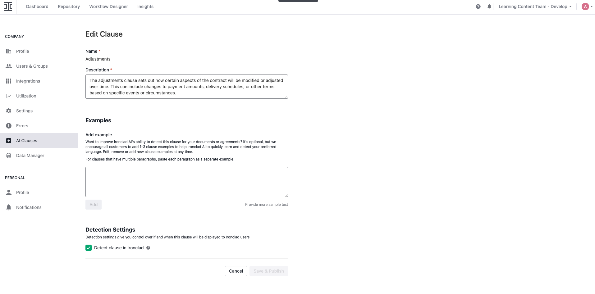 AI Custom Clauses Overview – Ironclad