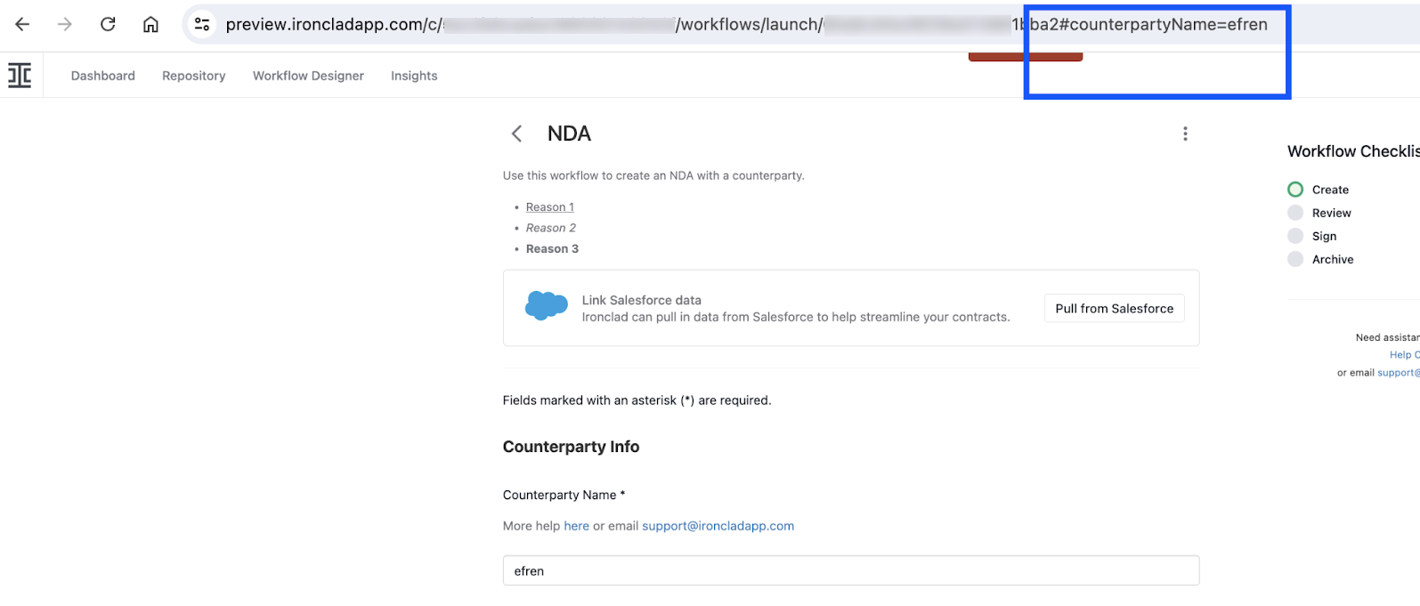 Create a Pre-filled Launch Form – Ironclad