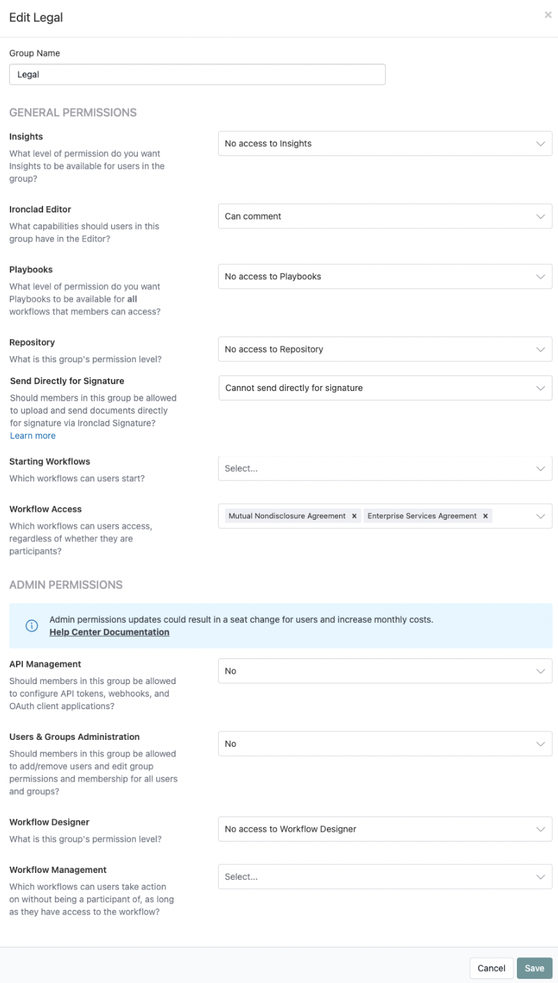 Group Permissions Overview – Ironclad