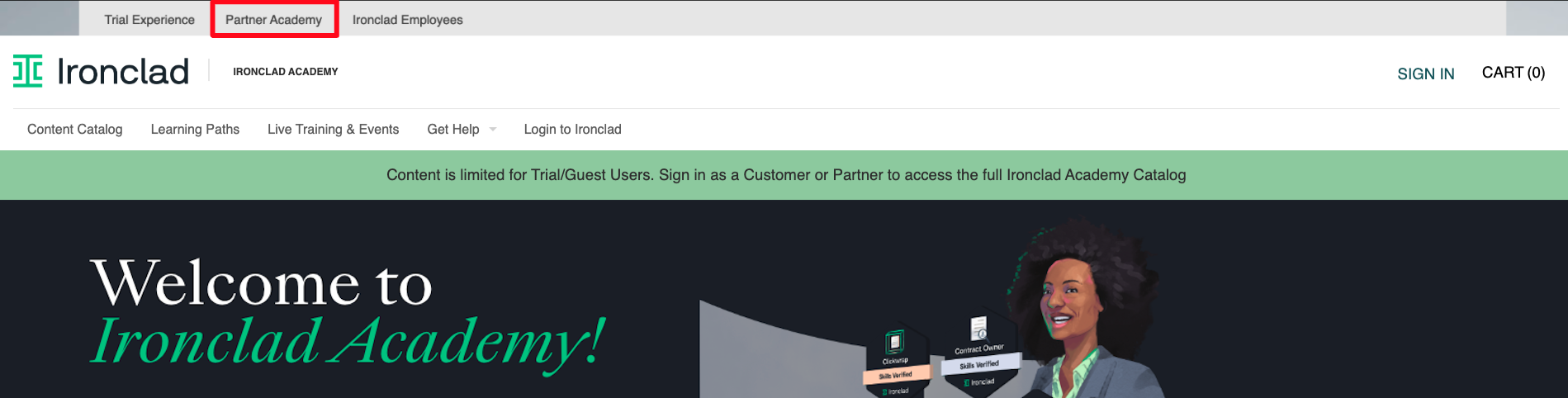 Log into Ironclad Academy – Ironclad