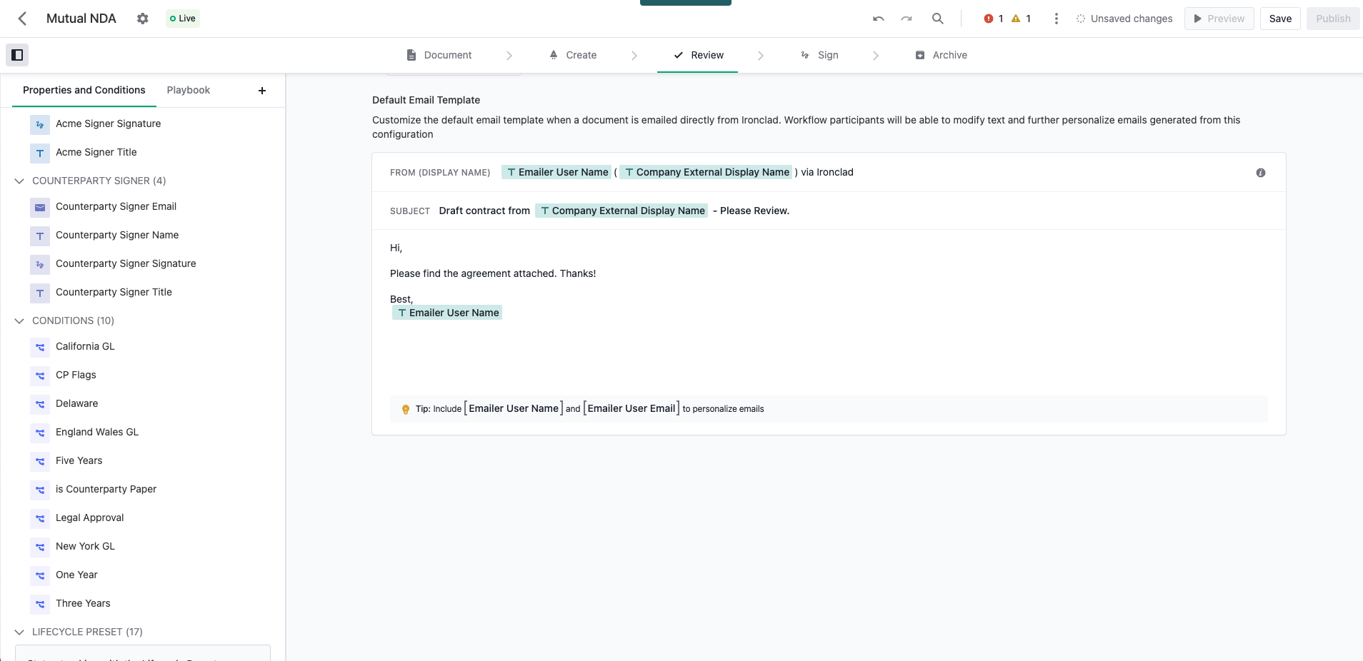 Customize Default Email Templates for Shared Documents – Ironclad