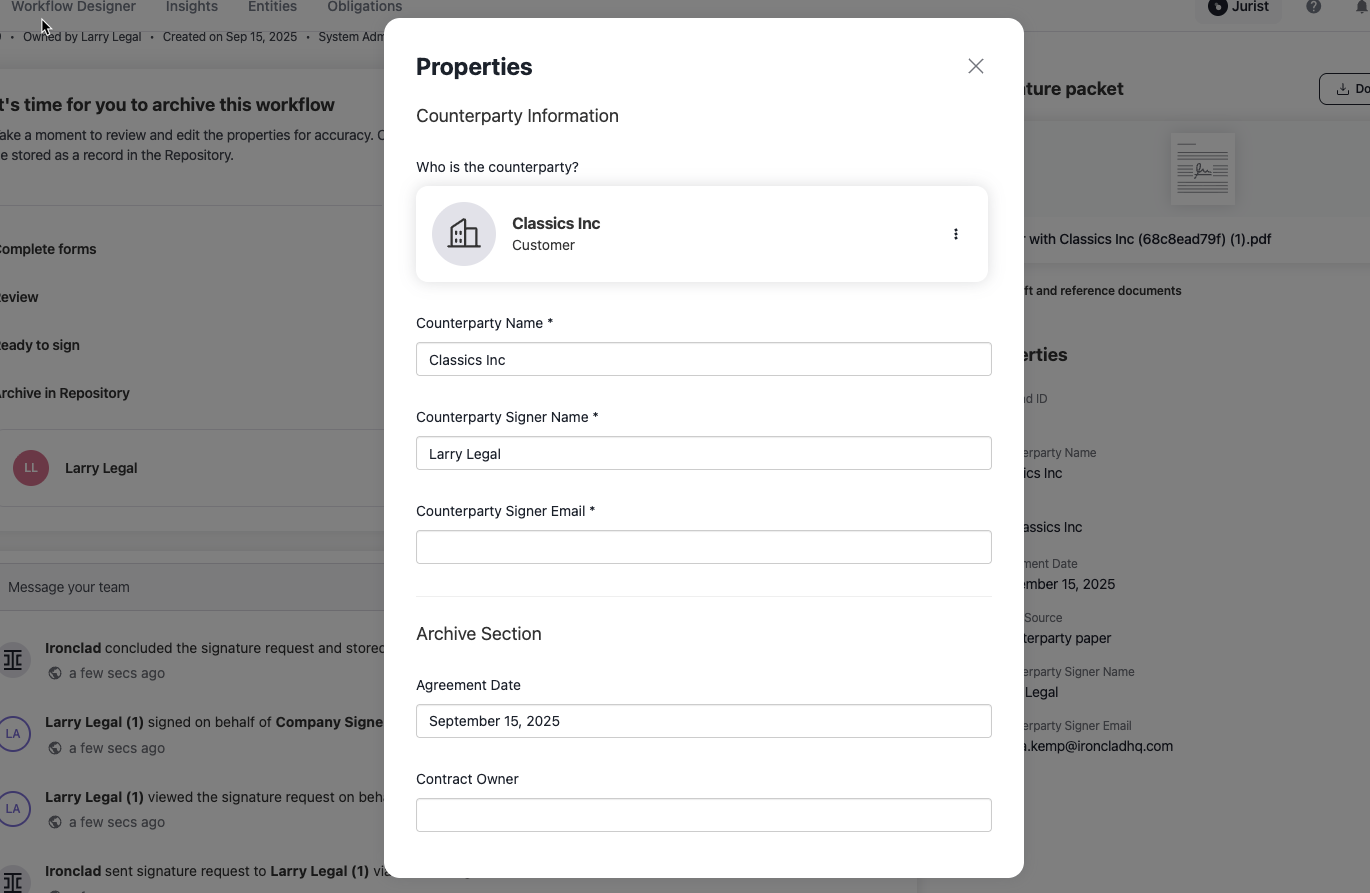 Edit a Workflow’s Properties (Metadata) – Ironclad
