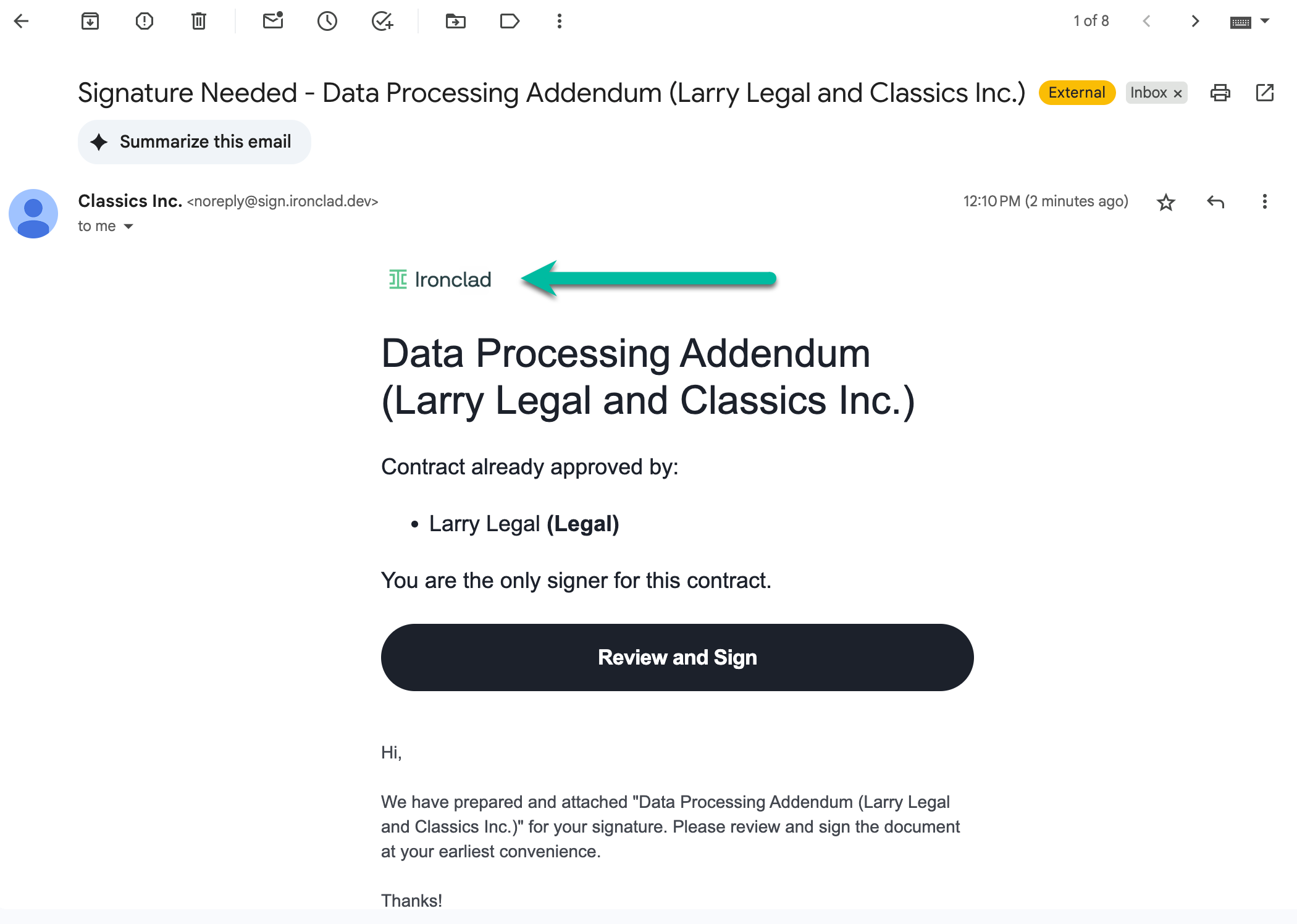 Include Your Company Logo in Ironclad Signature Packet Emails and ...