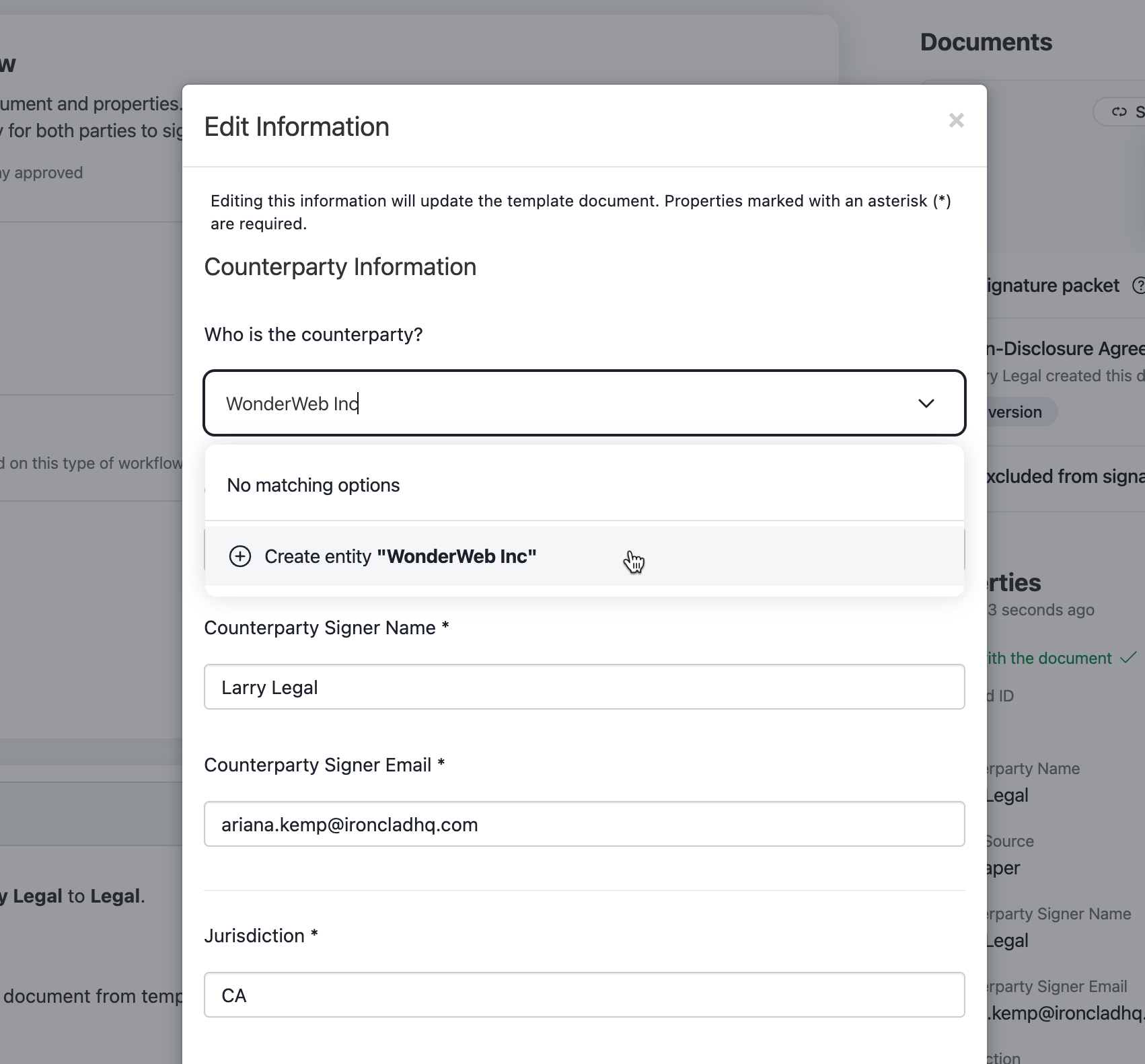 Create New Entities from Active Workflows – Ironclad