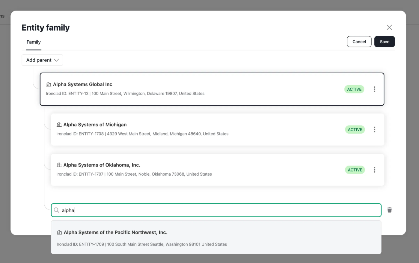 Create and Edit Entity Families – Ironclad