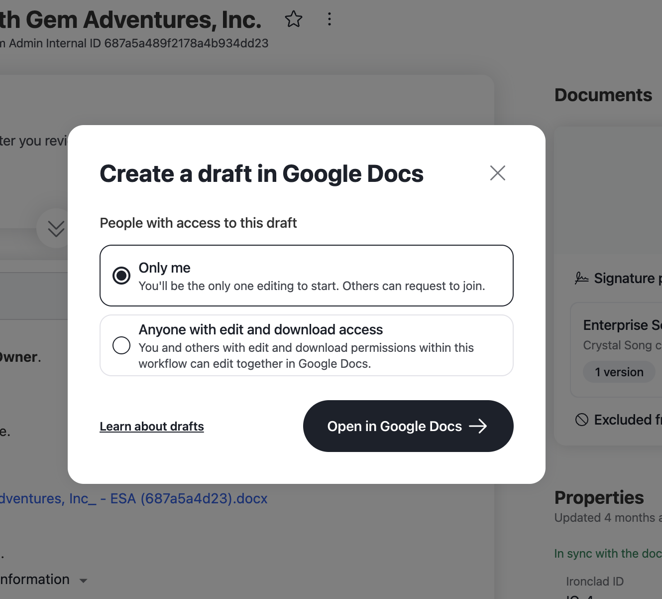 Edit in Google Docs – Ironclad