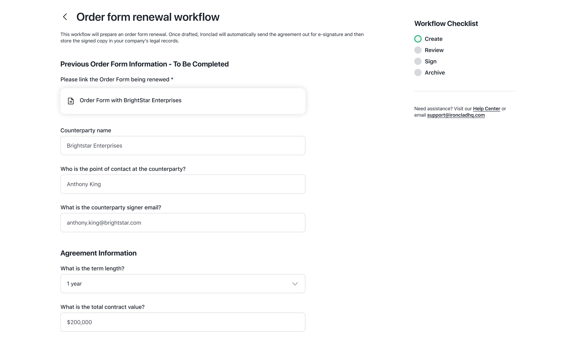 Start a Renewal Workflow from a Record – Ironclad