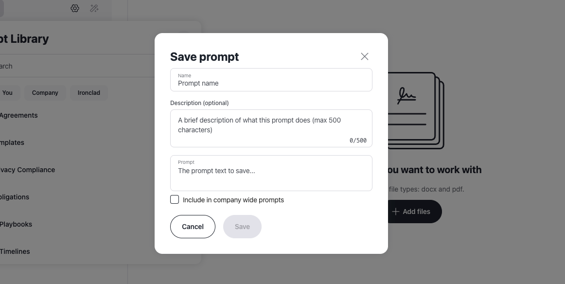 Access the Prompt Library in Jurist – Ironclad