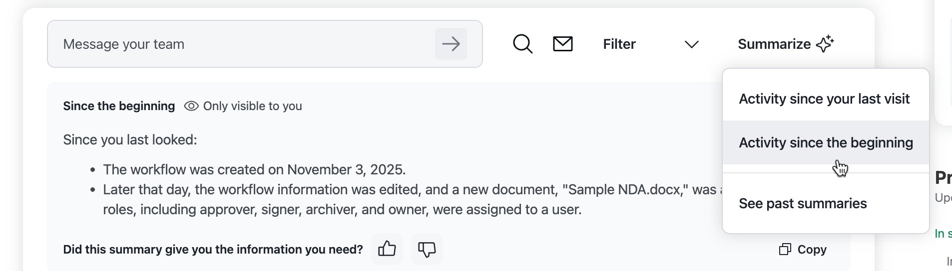 Summarize Activity with Workflow Activity Summary – Ironclad